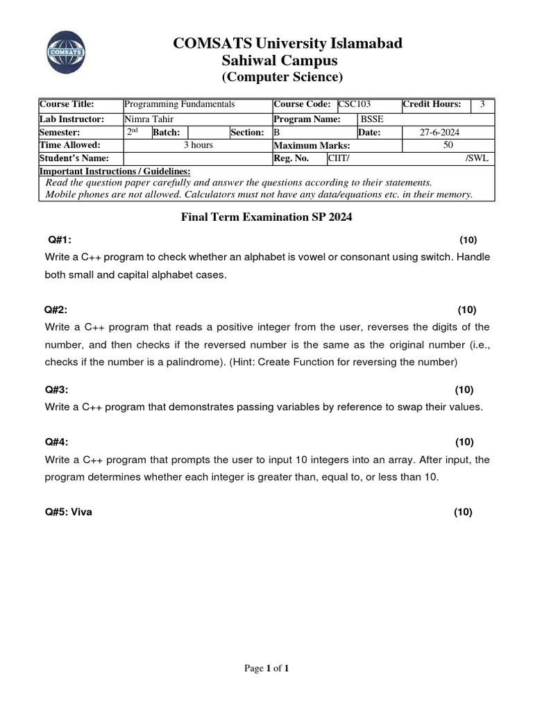 Final Question | PDF