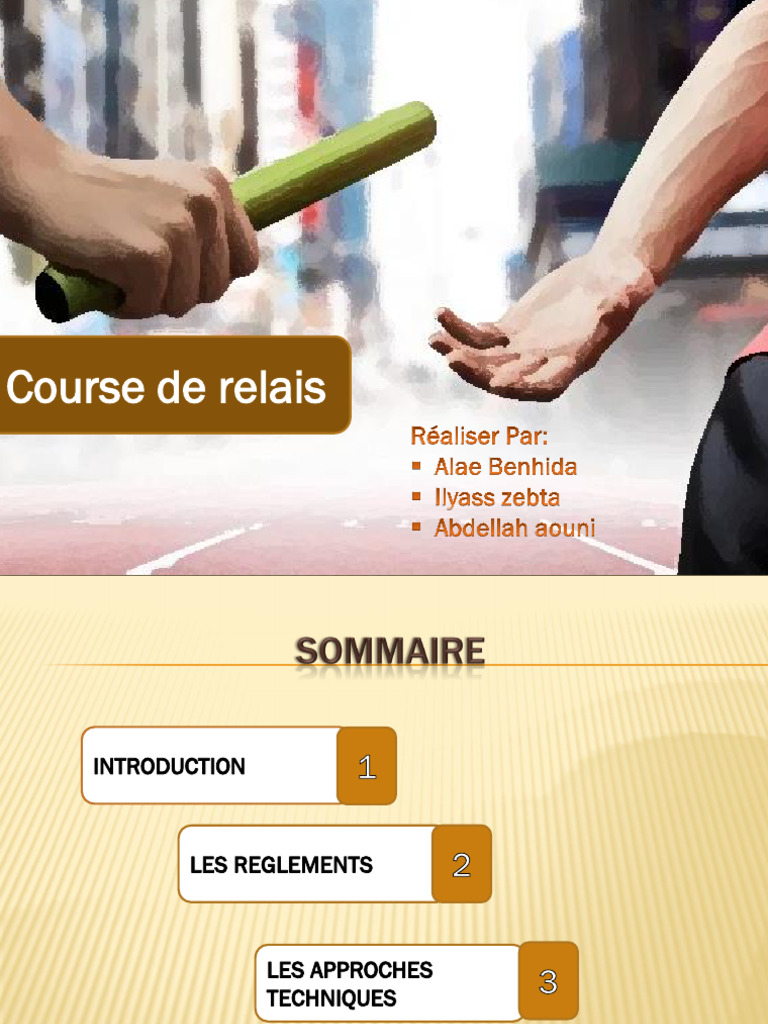 La course de relais : règles et techniques | PDF | Main | Athlétisme