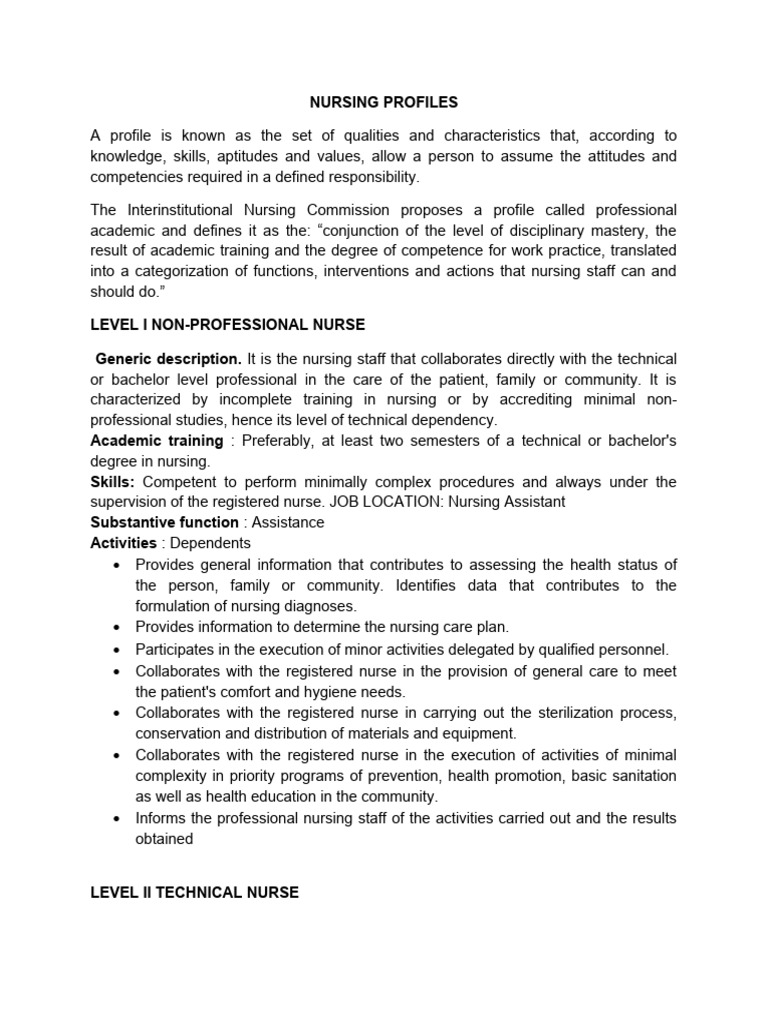 Nursing Profiles | PDF | Nursing | Health Care