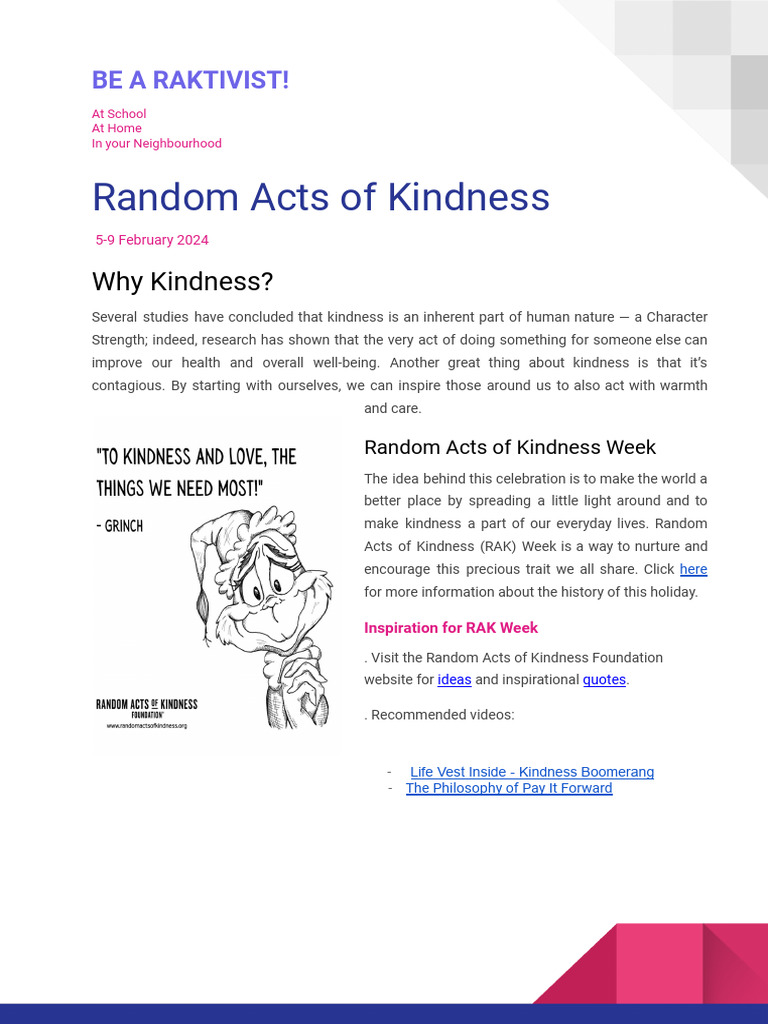 RAK Week 2024-Student Guidelines | PDF | Empathy | Altruism