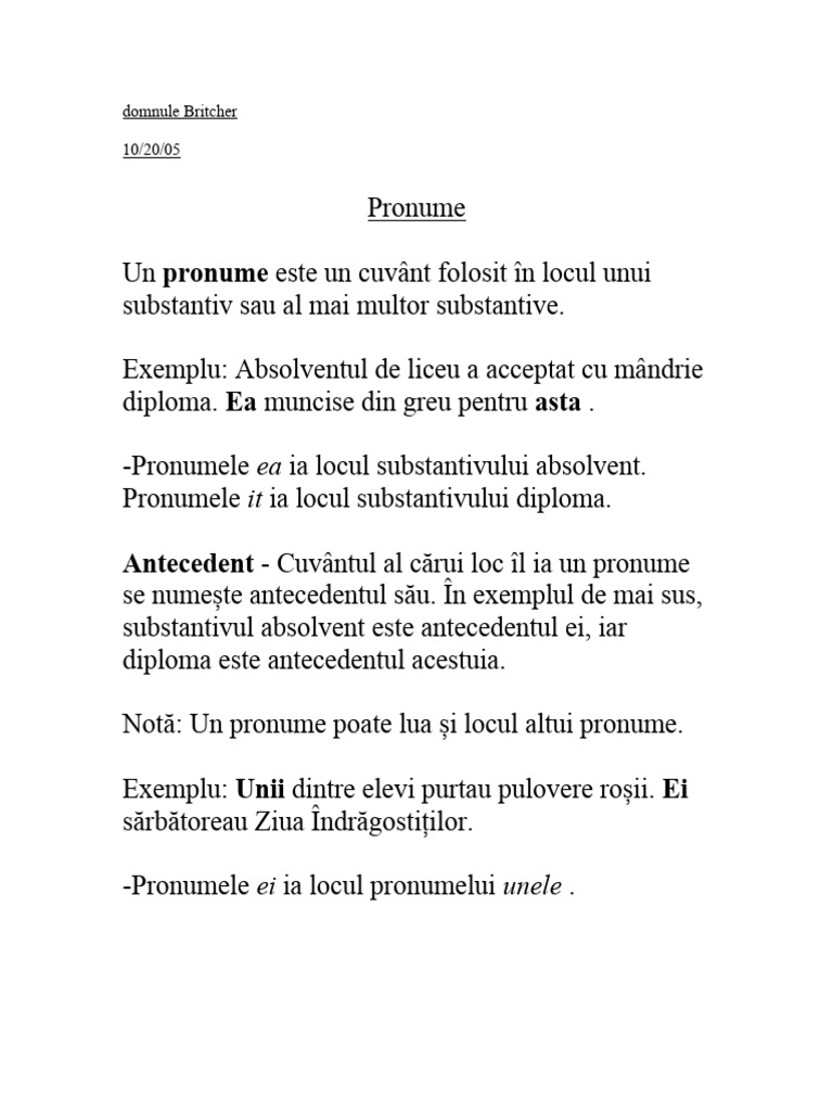 Pronume Note | PDF