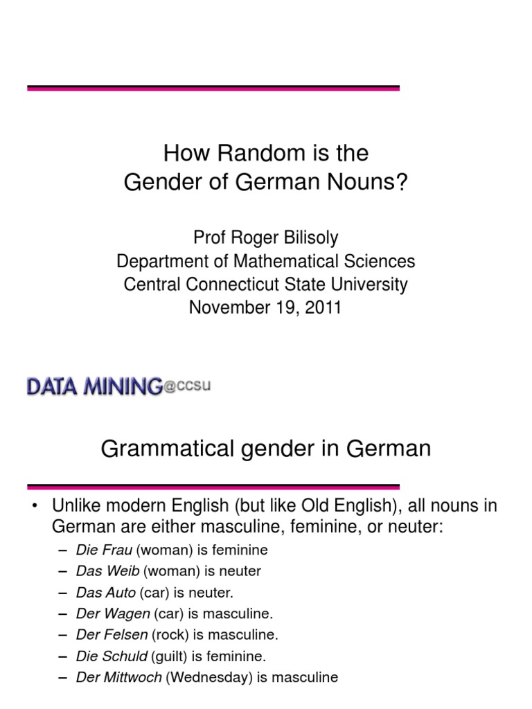NES/MAA German Gender 11-2011 Short | PDF | Grammatical Gender ...