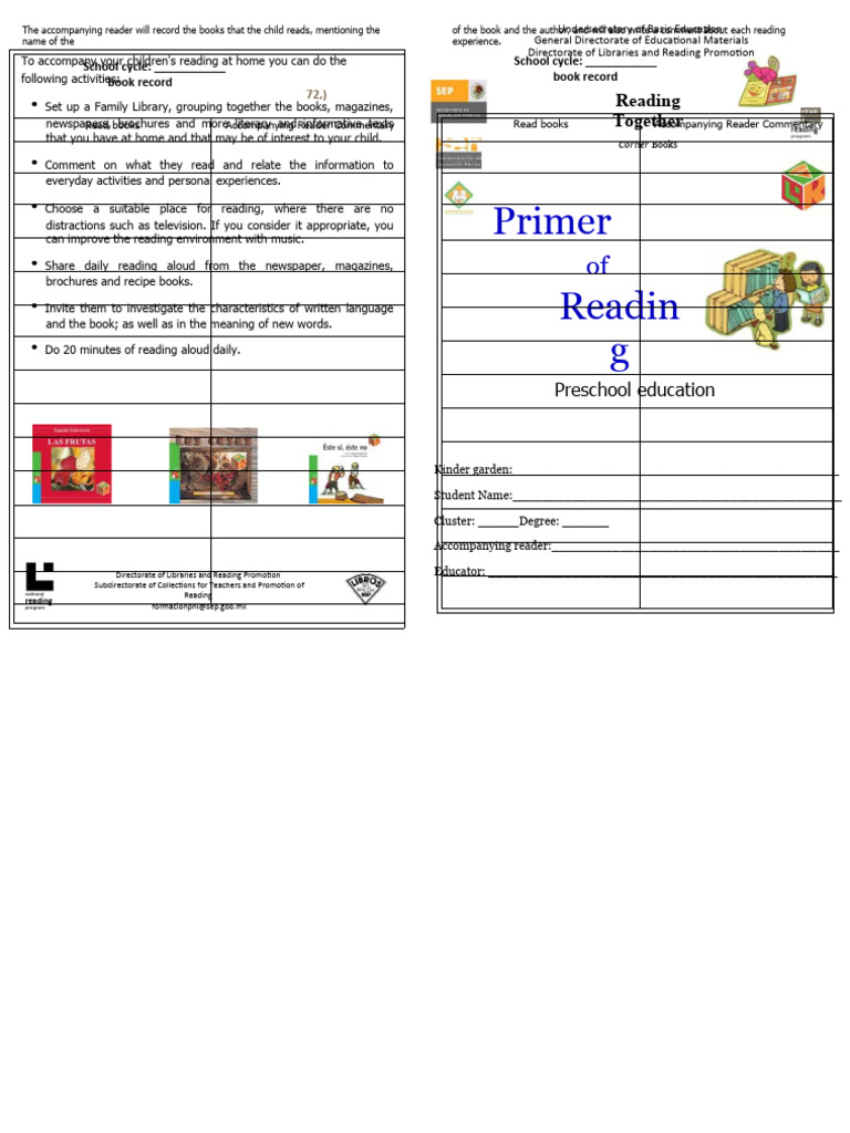 Preschool Reading Booklet | PDF | Books | Written Communication