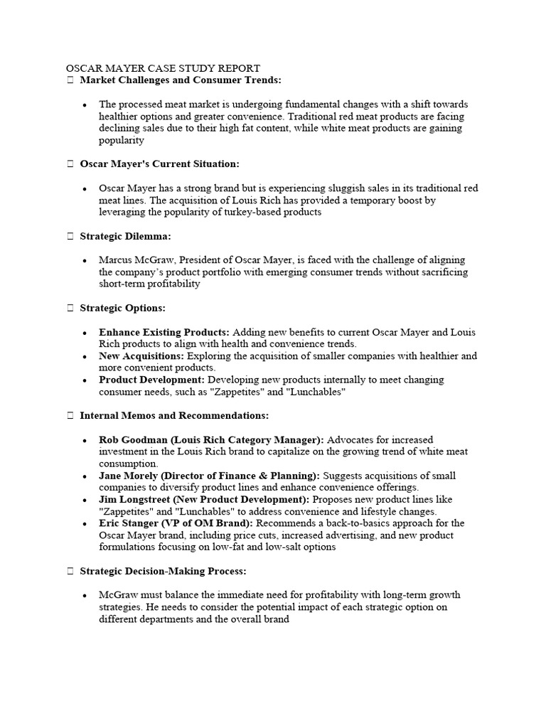 Oscar Mayer Case Study Report | PDF | Mergers And Acquisitions | Brand