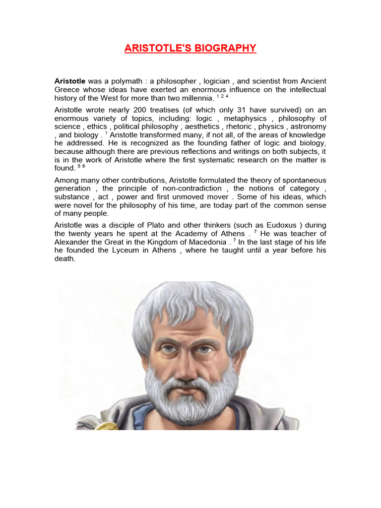 Aristotle's Biography | PDF | Aristotle | Abiogenesis