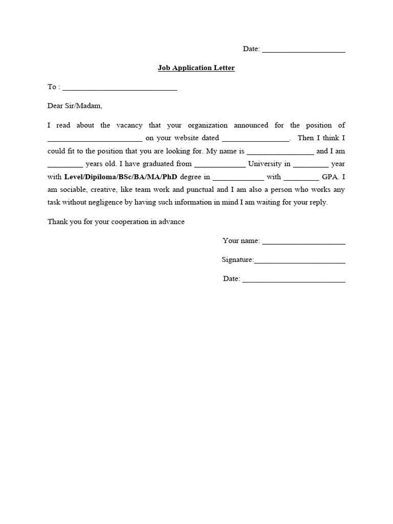 Application Letter | PDF | Career & Growth