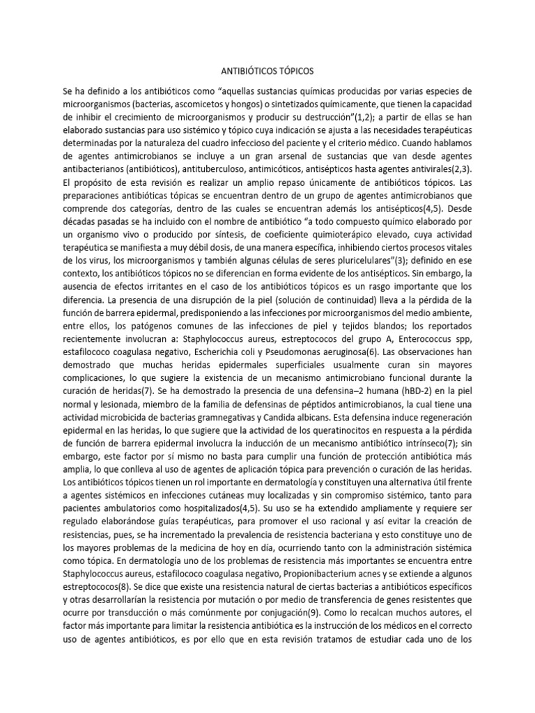 ANTIBIÓTICOS TÓPICOS | PDF | Resistencia antimicrobiana ...