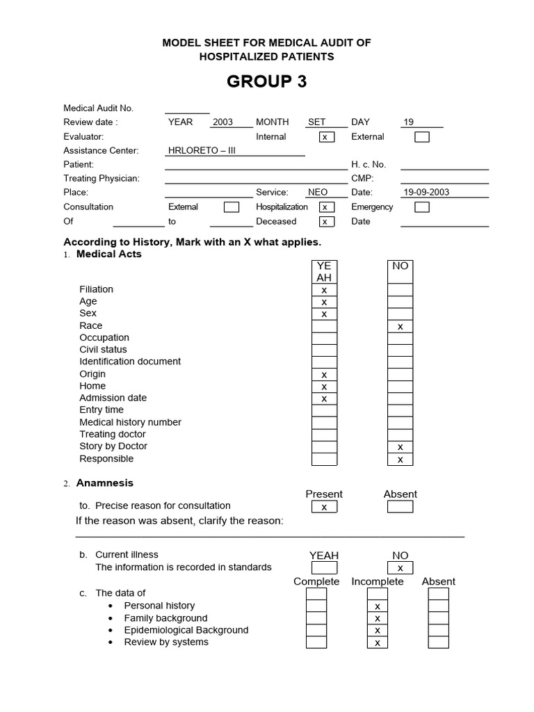 Medical Audit Form Model | PDF | Medical Diagnosis | Physical Examination