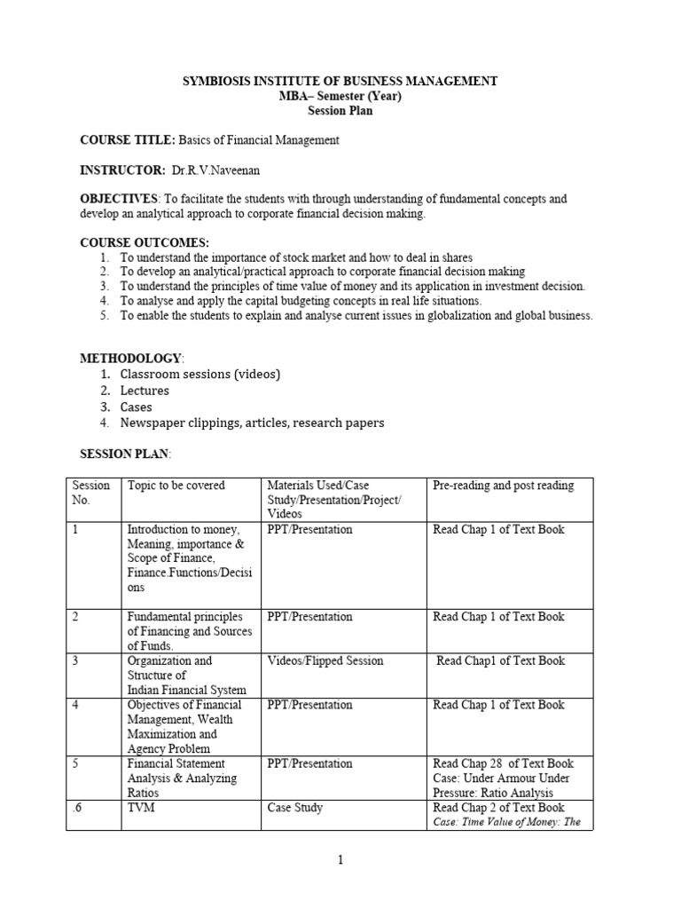 BFM Session Plan2023 | PDF | Economies | Business