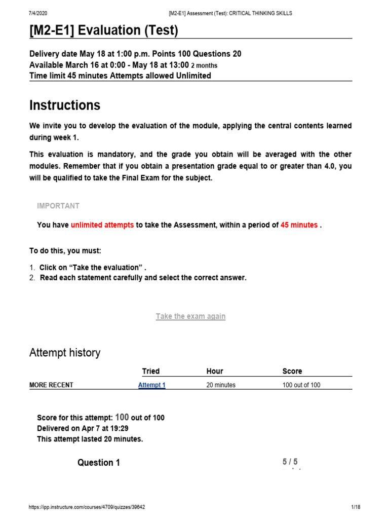 Module 2 Week 2 Assessment Overview | PDF | Critical Thinking | Thought