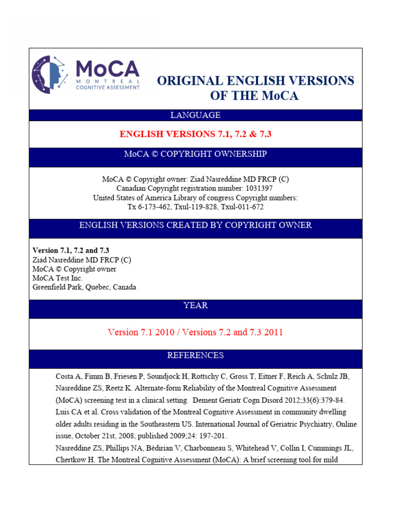 MoCA Translation Certificate - Version 7 English | PDF