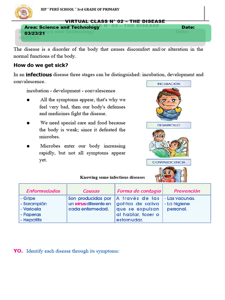 The Illness For Third Grade Primary School | PDF | Vaccines | Infection