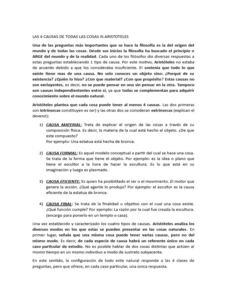 Las 4 Causas de Todas Las Cosas Iii | PDF | Causalidad | Existencia