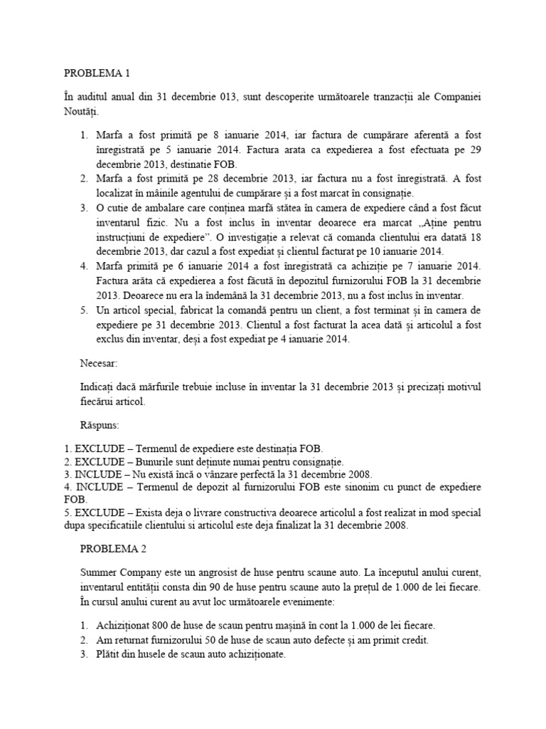 Inventar - Problemă de Practică | PDF