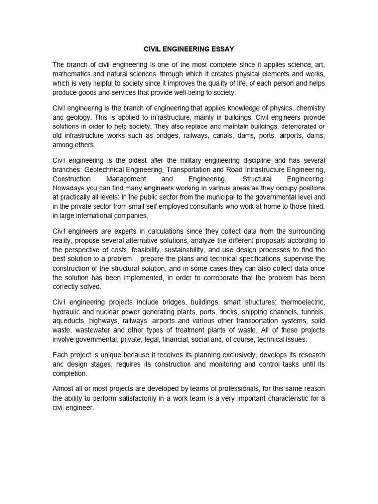 Civil Engineering Essay | PDF | Civil Engineering | Engineering