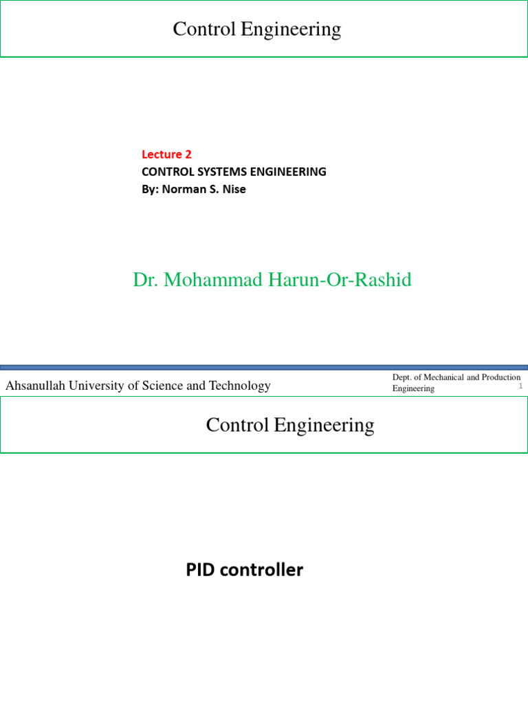 Lecture2 - PID Controller Laplace Transform and Transfer Function Maths | PDF | Laplace ...