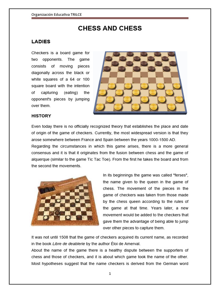 Checkers and Chess | PDF | Chess | Competitive Games