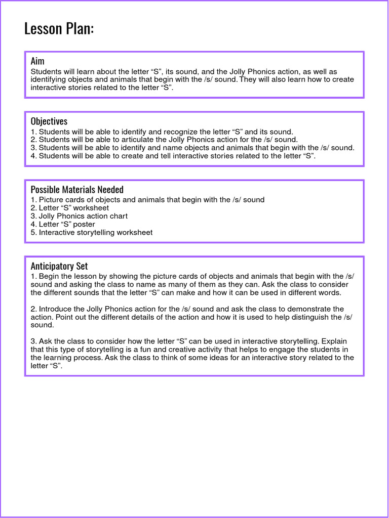 Day1 Lesson Plan | PDF | Phonics | Storytelling