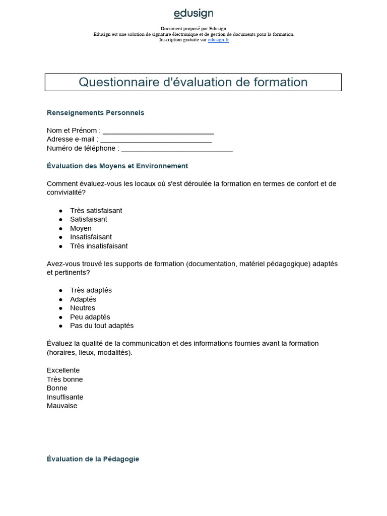 Quest Eval Formation | PDF | Évolution de carrière