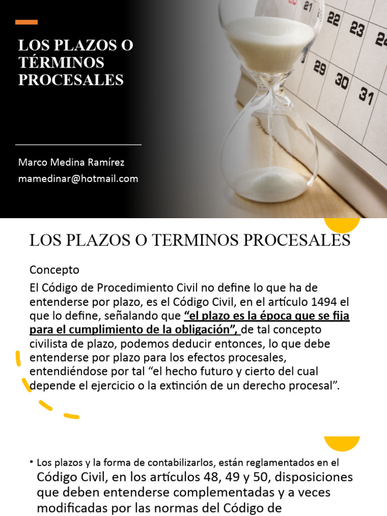 Los Plazos o Terminos Procesales | PDF | Procedimiento Civil | Caso de ley