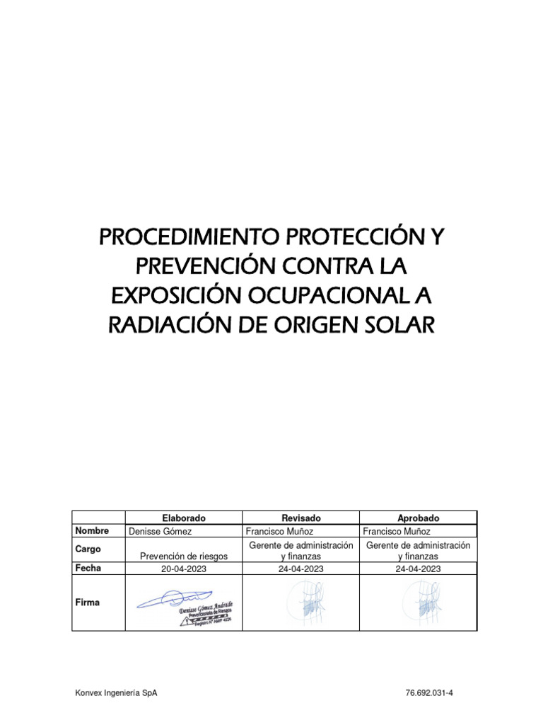 DC-PR-PTS08 Procedimiento Protección y Prevención Contra La Exposición O... | PDF | Ultravioleta ...