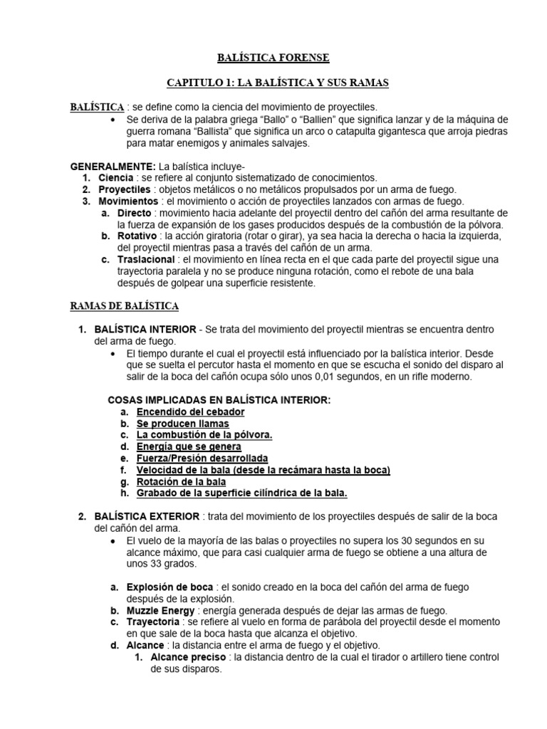 Balística Forense Capítulo 1: Balística y Sus Ramas | PDF | Cartucho ...