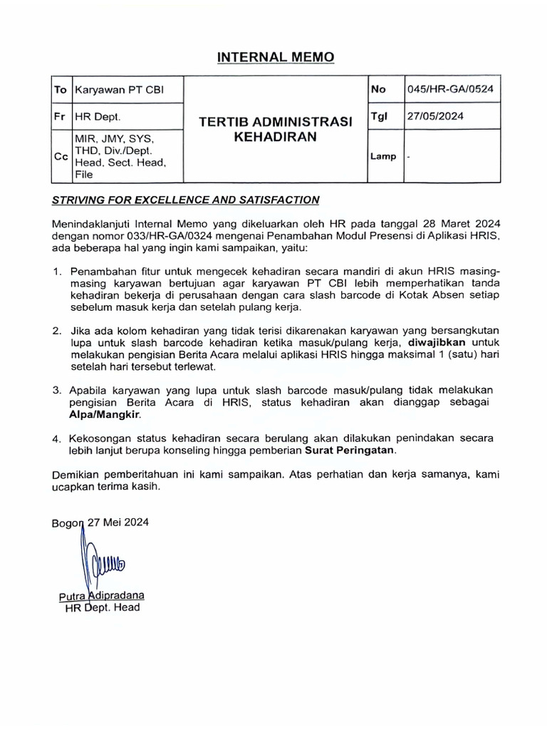 Tertib Administrasi Kehadiran | PDF