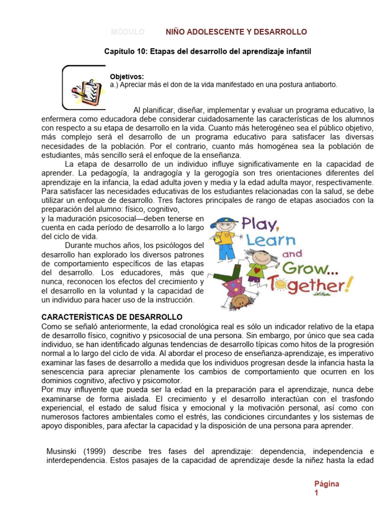 CAPÍTULO 10 - Etapas del desarrollo del aprendizaje infantil | Descargar gratis PDF | Adultos ...