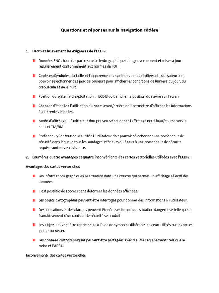 Questions Et Réponses Sur La Navigation Côtière | PDF | Boussole | Marée