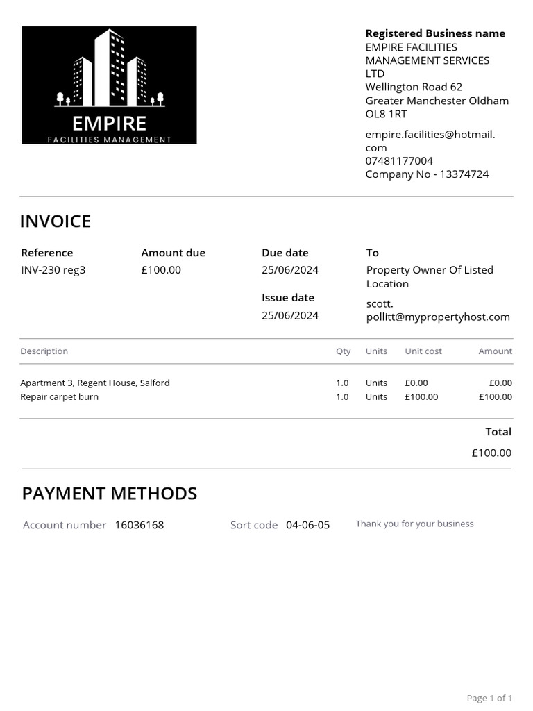 Property Management Invoice INV-230 | PDF