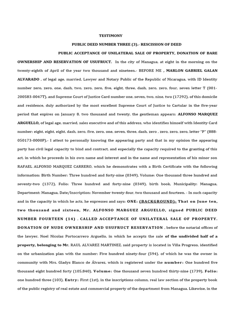Deed 3.-Rescission of Public Deed | PDF | Deed | Notary Public