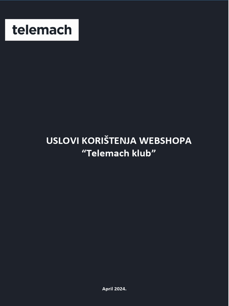Uslovi Korištenja Webshopa - Telemach BH | PDF