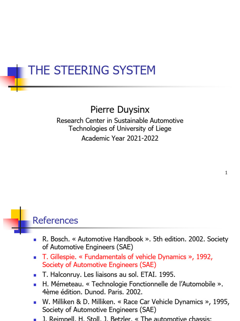 (Slide) The Steering System | PDF | Steering | Axle
