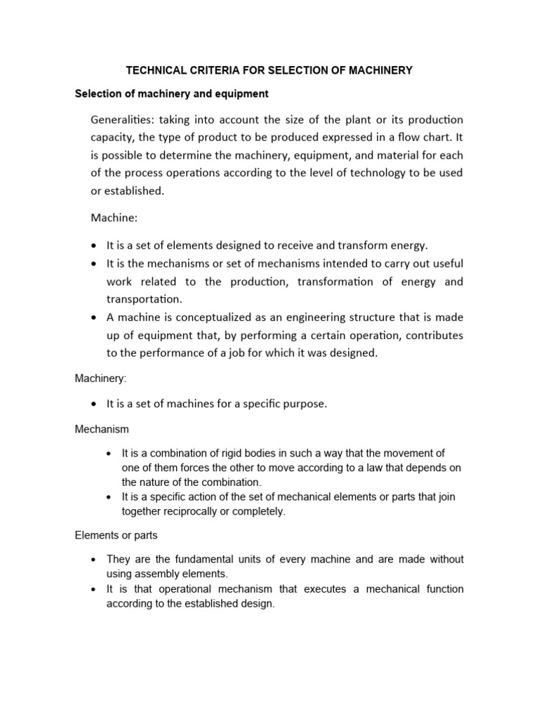 Technical Criteria For Selection of Machinery | PDF | Steel | Corrosion