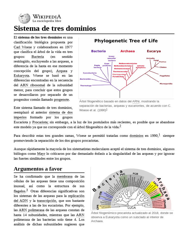 Sistema de Tres Dominios | Descargar gratis PDF | Taxonomía (biología ...