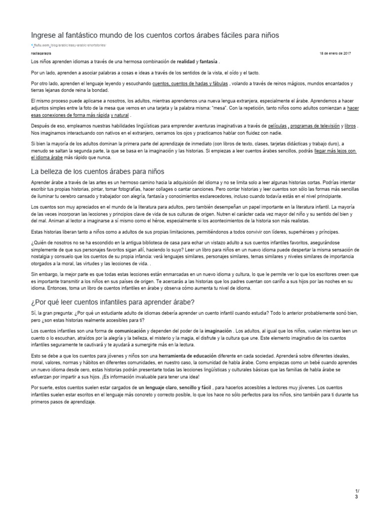 5 Cuentos Cortos Árabes Fáciles para | PDF | Poesía