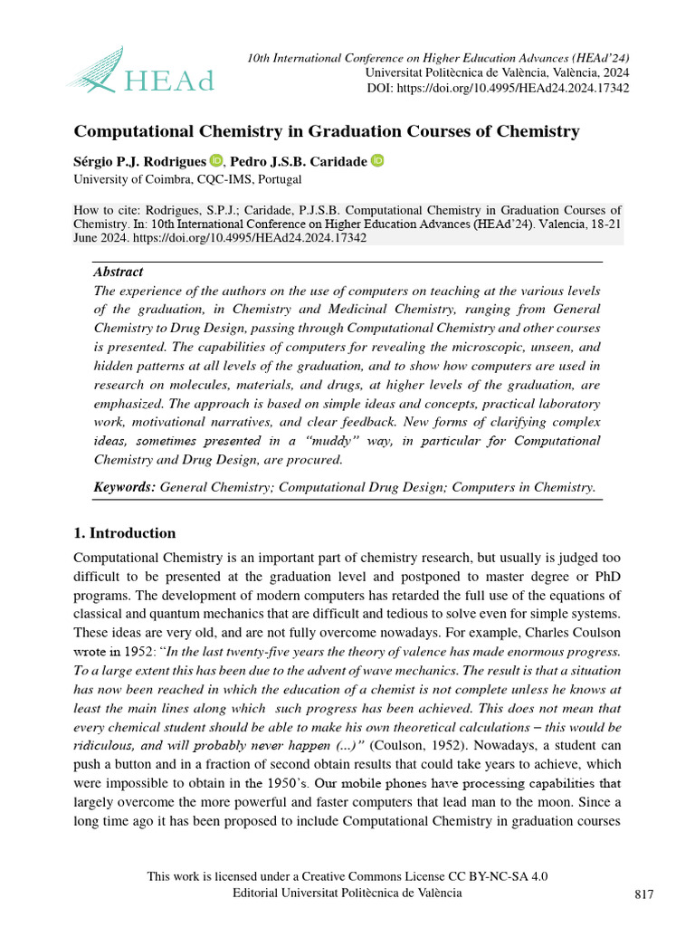 Computational Chemistry in Graduation Courses of C | PDF | Infrared ...