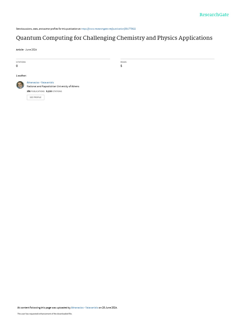 Quantum Computing in Chemistry & Physics | PDF | Quantum Computing ...