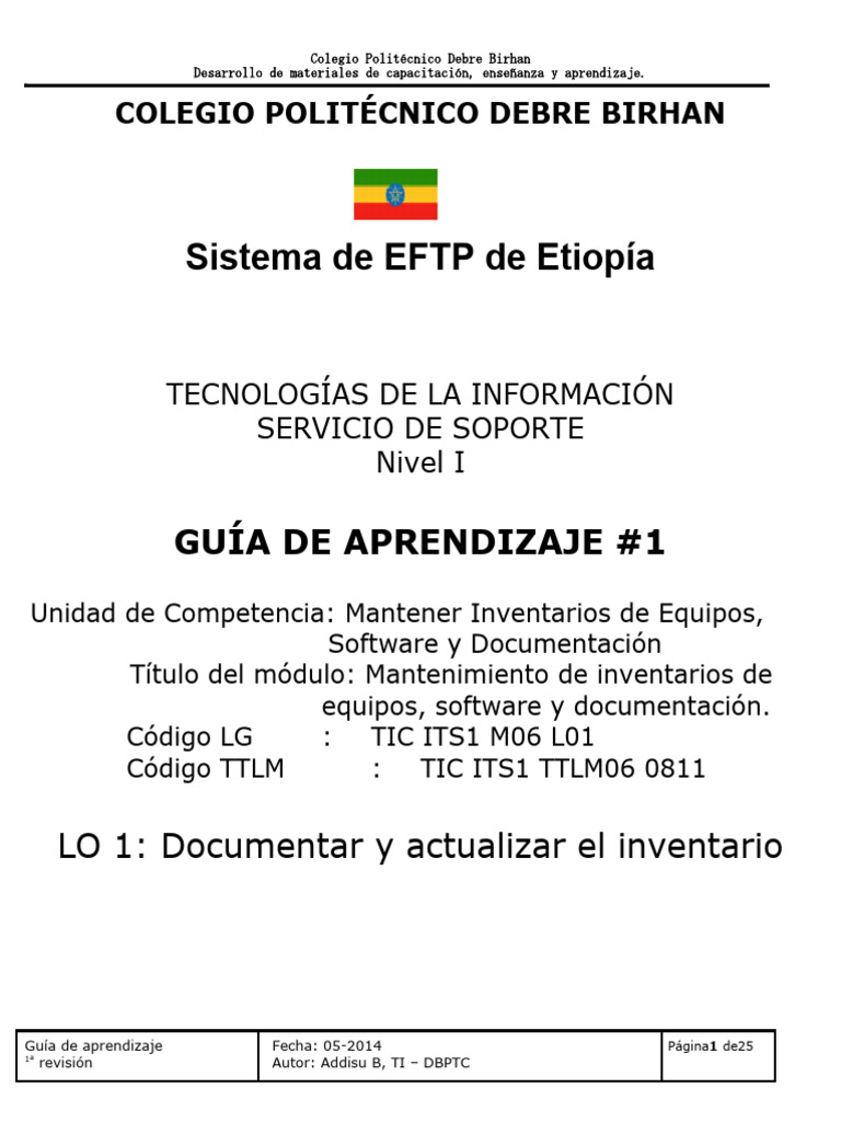 Sistema de EFTP de Etiopía: Guía de Aprendizaje N.° 1 | PDF | Archivo de computadora | Hardware ...