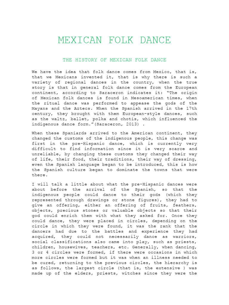 Essay - Mexican Folk Dance | PDF | Dances | Mexico