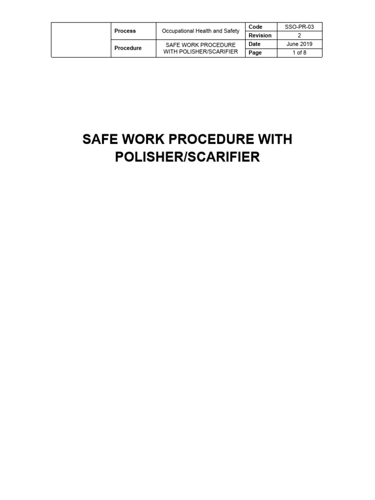 3.polishing Safe Work Procedure | PDF | Concrete | Safety