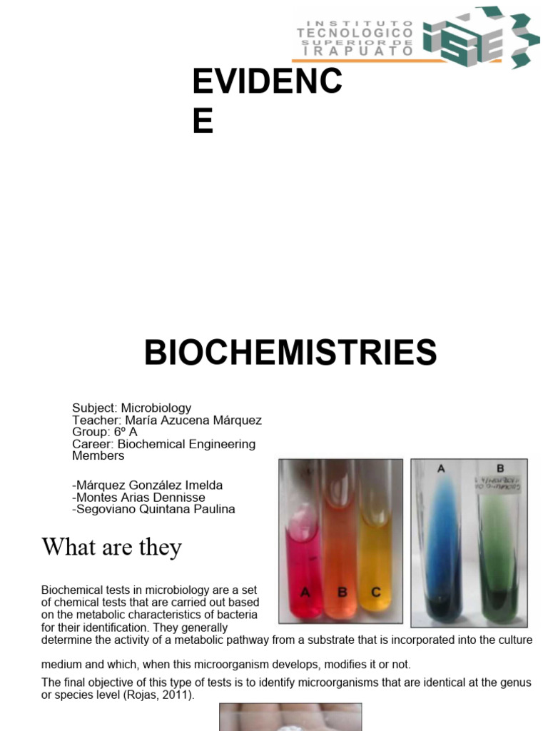 Biochemical Tests Bacteria | PDF | Biochemistry | Chemistry