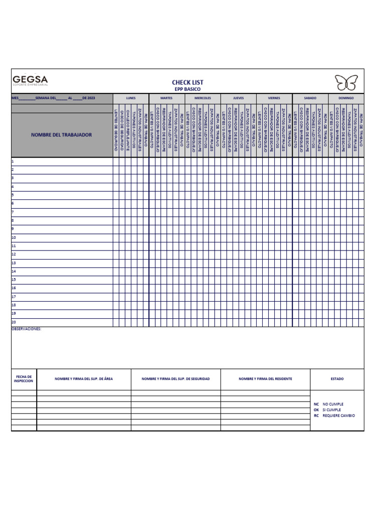 Checklist de EPP Básico 2023 | PDF