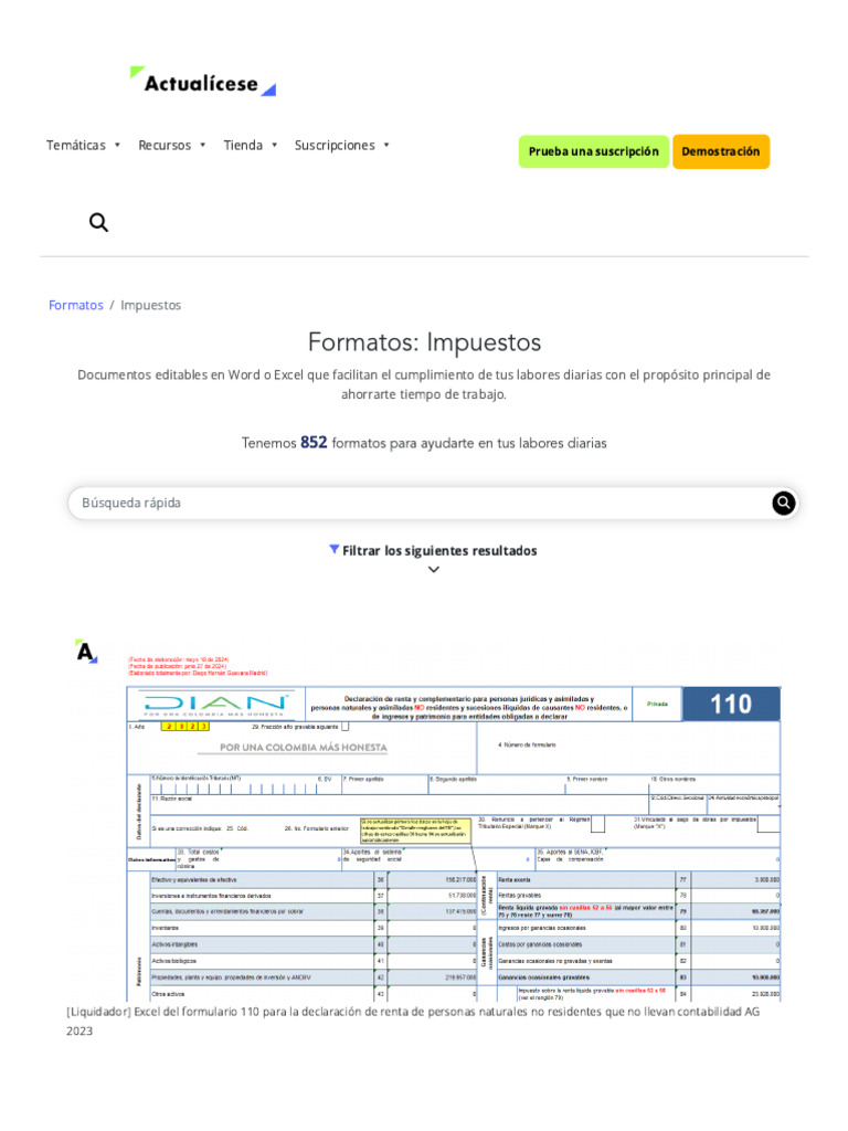 FORMATOS - Actualícese Impuestos | Descargar gratis PDF | Impuestos | Impuesto sobre la renta