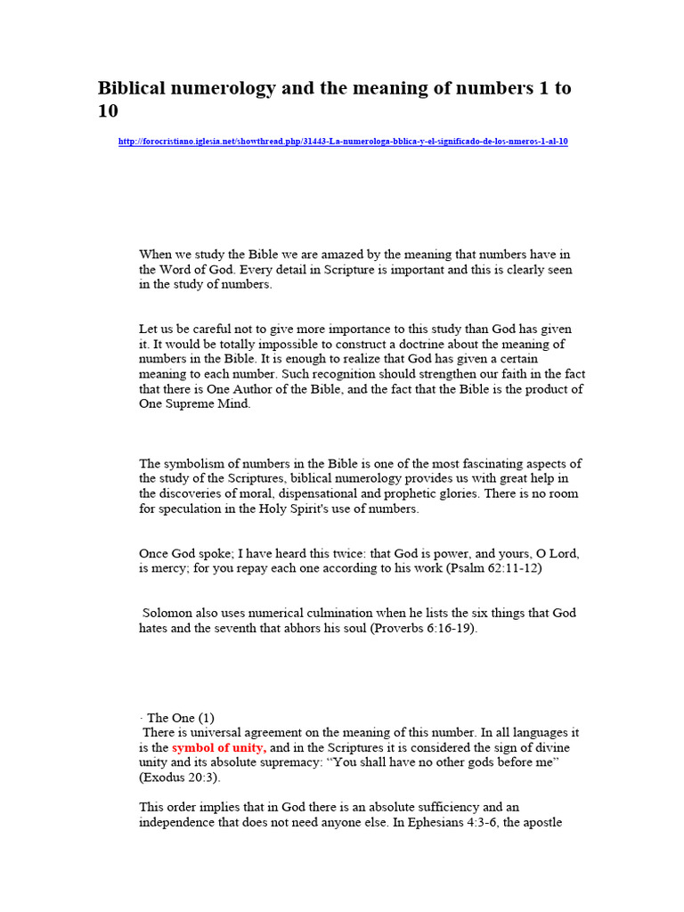 Biblical Numerology: Numbers 1-10 Meaning | PDF | Bible | God
