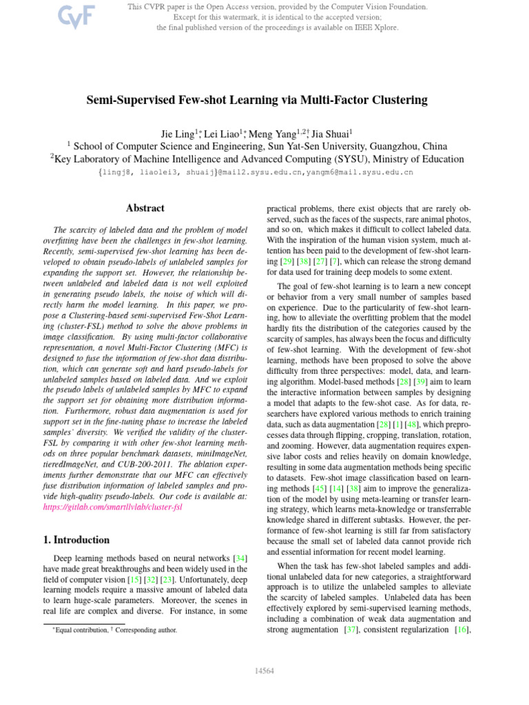 Advanced Few-Shot Learning Techniques | PDF | Cluster Analysis | Applied Mathematics