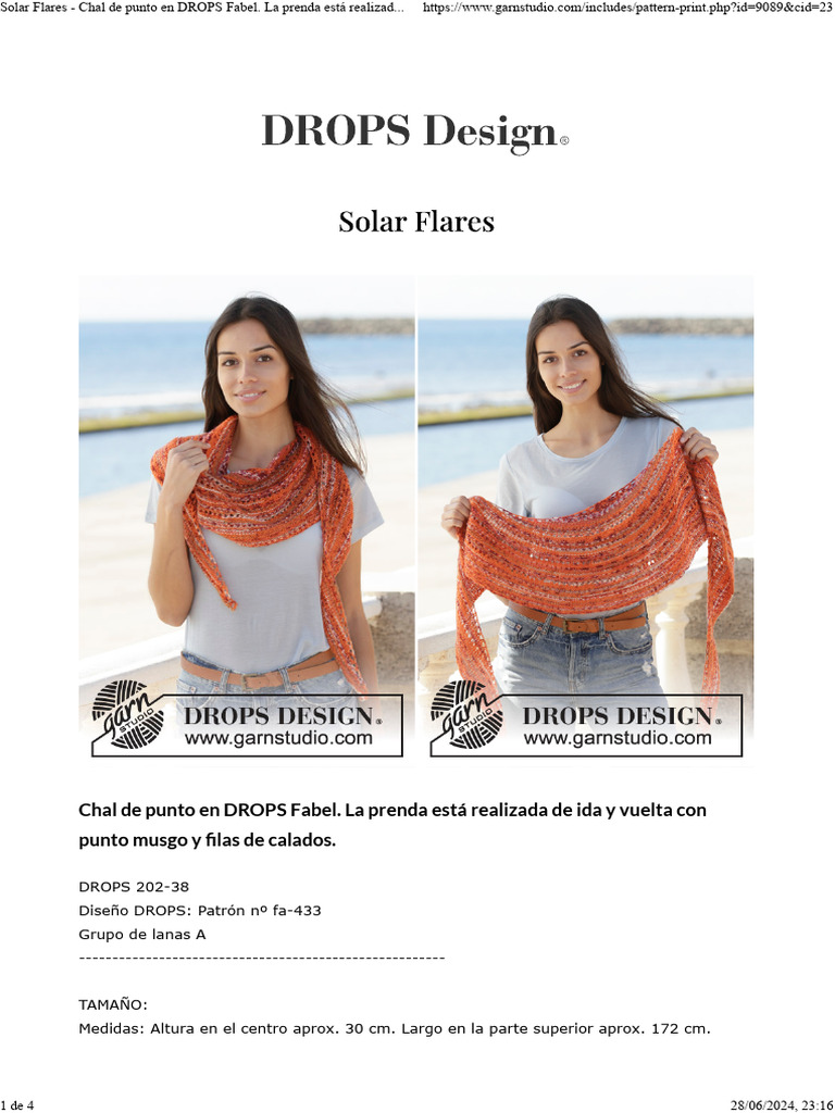 Solar Flares - Chal de Punto en DROPS Fabel. La Prenda Está Realizada de Ida y Vuelta Con Punto ...