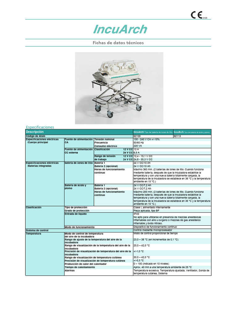 Especificaciones Técnicas de Incubadoras | PDF | Oxígeno | Concentración