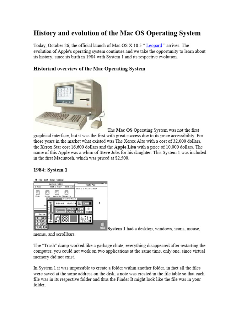History and Evolution of The Mac OS Operating System | PDF | Mac Os | Mac Os X Leopard
