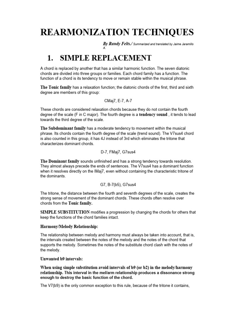 Reharmonization Techniques Explained | PDF | Chord (Music) | Harmony
